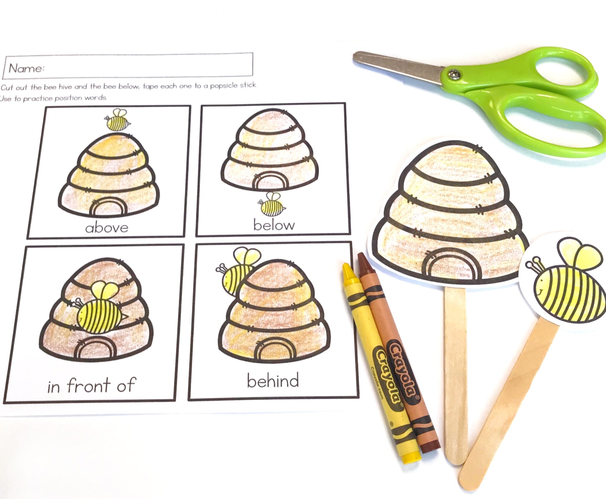 Insect Hands On Position Word Activity - Ms. Stephanie's Preschool