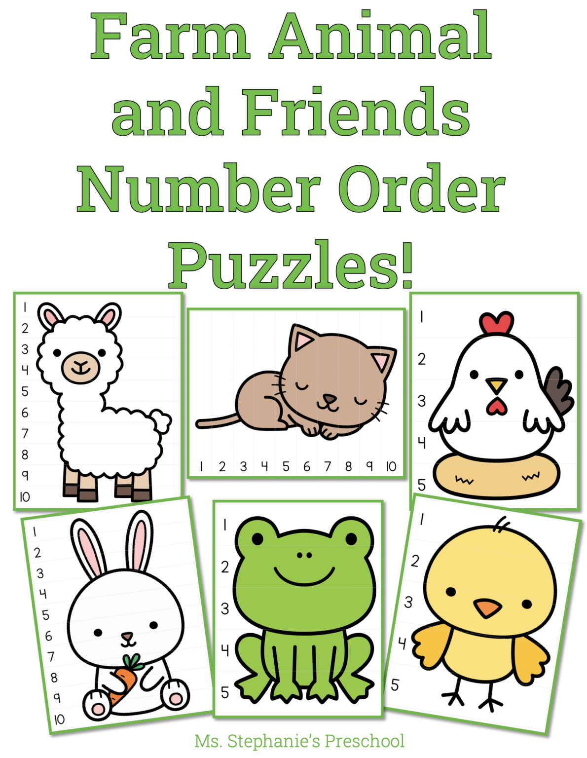 Farm Animals and Friends Number Order Puzzles - Ms. Stephanie's Preschool