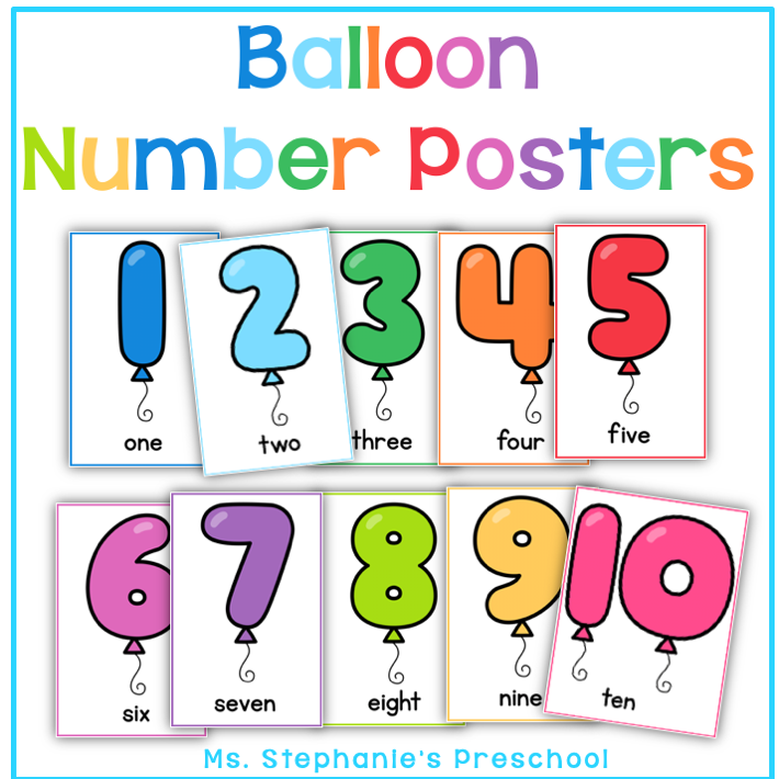 Balloon Number Posters TPT - Ms. Stephanie's Preschool